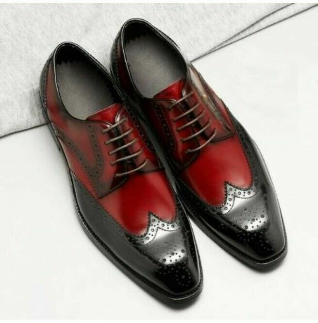 Derby Dual Tone Party Shoes, Lace Up Fastening Premium Leather Shoes ...